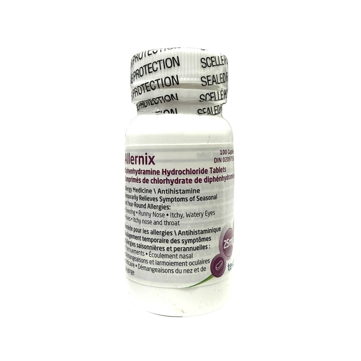 Allernix Diphenhydramine Hydrochloride 25 mg (100 caplets) – beyondRx ...