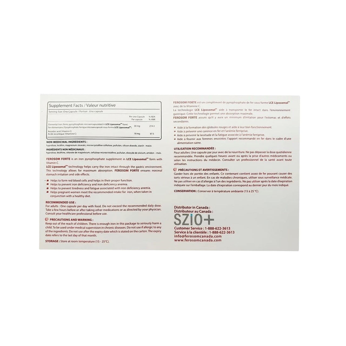 Ferosom Forte LCE Liposomal Iron with Vitamin C (20 capsules ...