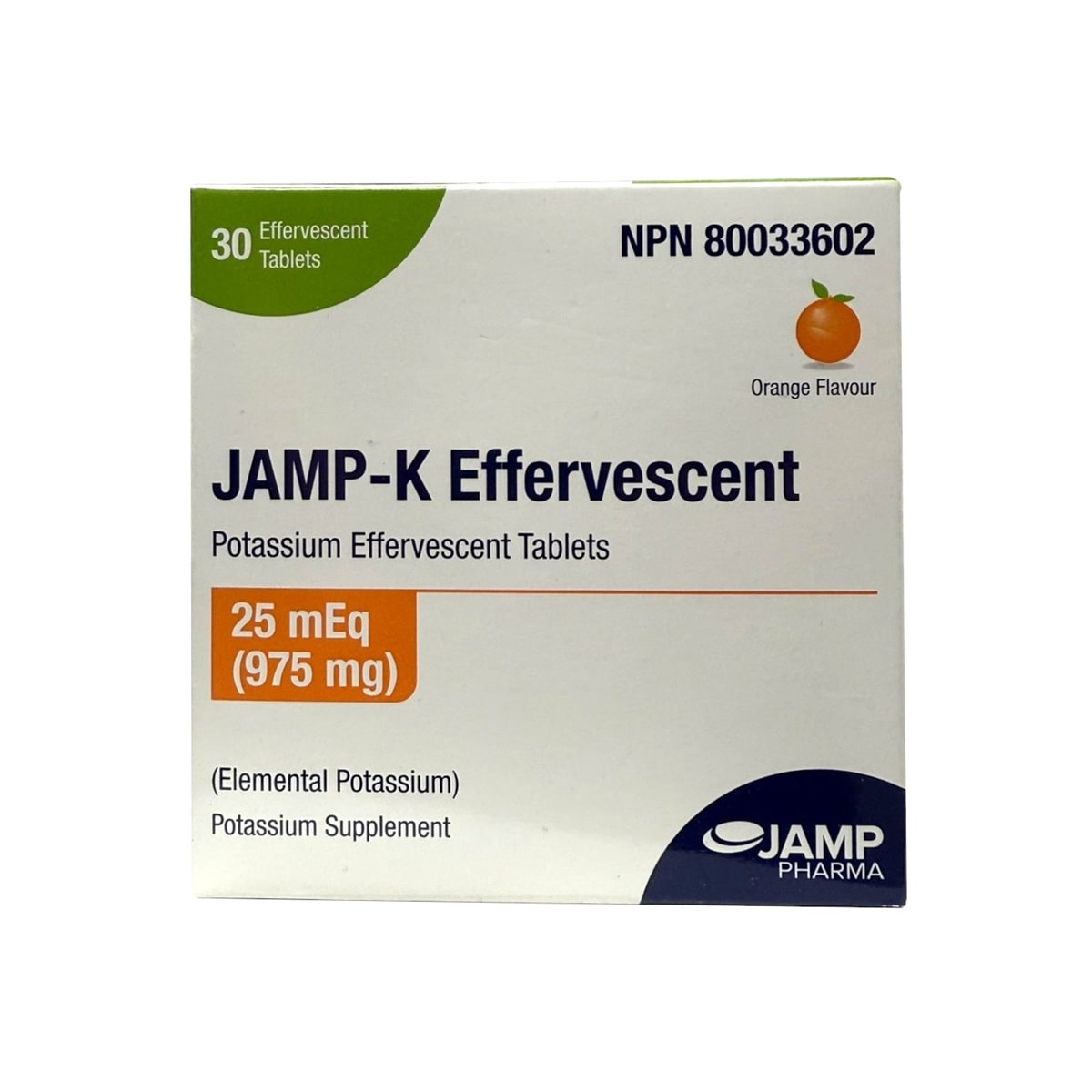 JAMP-K Potassium Supplement Effervescent Tablets Orange Flavour (30 ta ...