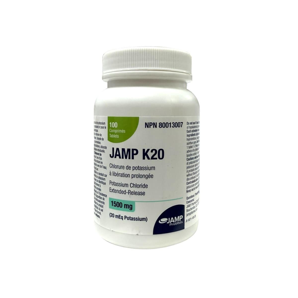JAMP K20 Potassium Chloride 1500mg Extended Release (100 tablets ...
