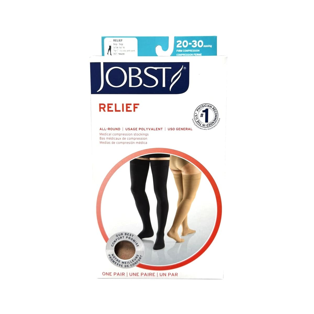 Jobst Relief Compression Stockings 20-30 mmHg - Thigh High / Silicone ...