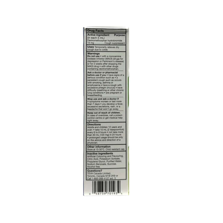 Teva Koffex Dextromethorphan Hydrobromide Syrup (250 mL) – beyondRx.ca ...