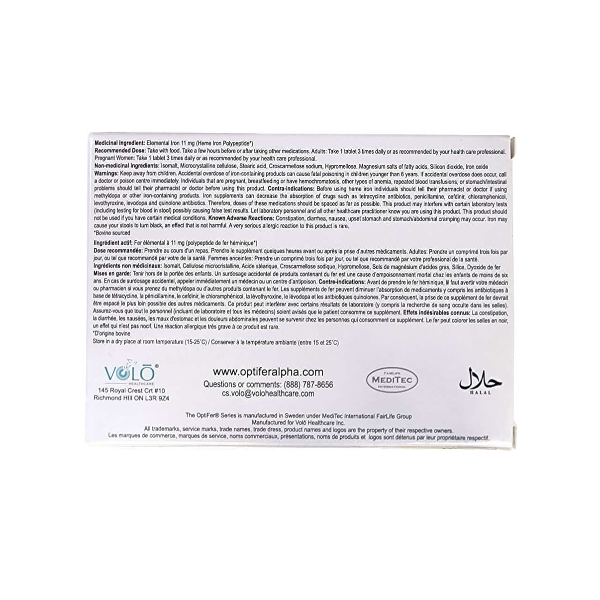 Optifer Alpha Heme Iron 11mg Elemental Iron (30 tablets) – beyondRx.ca ...