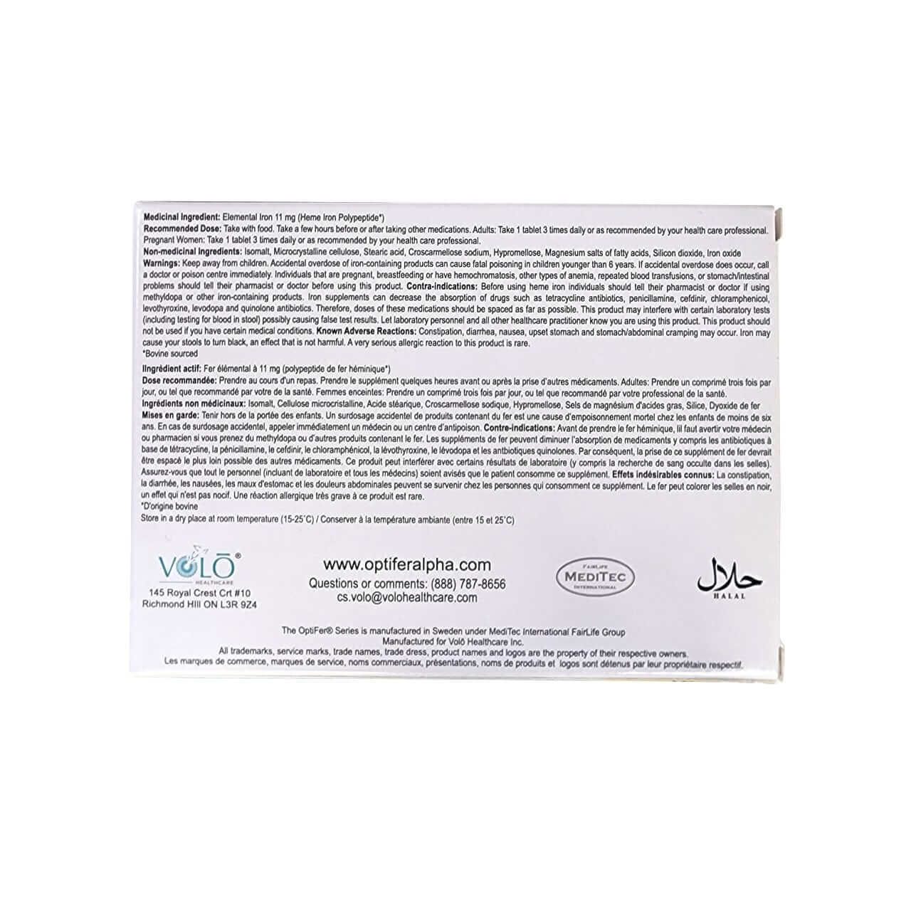 Optifer Alpha Heme Iron 11mg Elemental Iron (30 tablets) – beyondRx.ca ...