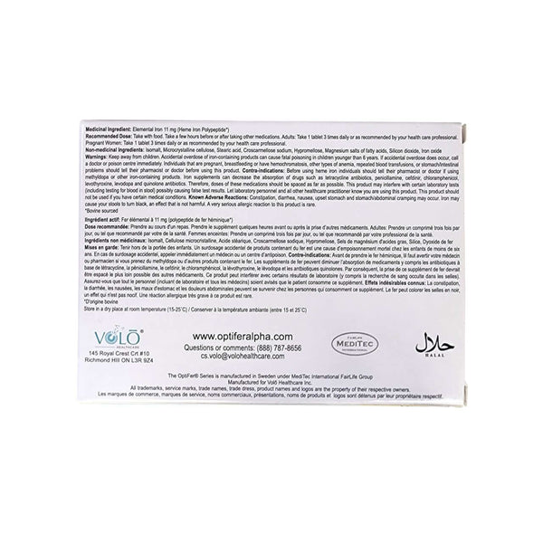 Optifer Alpha Heme Iron 11mg Elemental Iron (30 tablets) – beyondRx.ca ...
