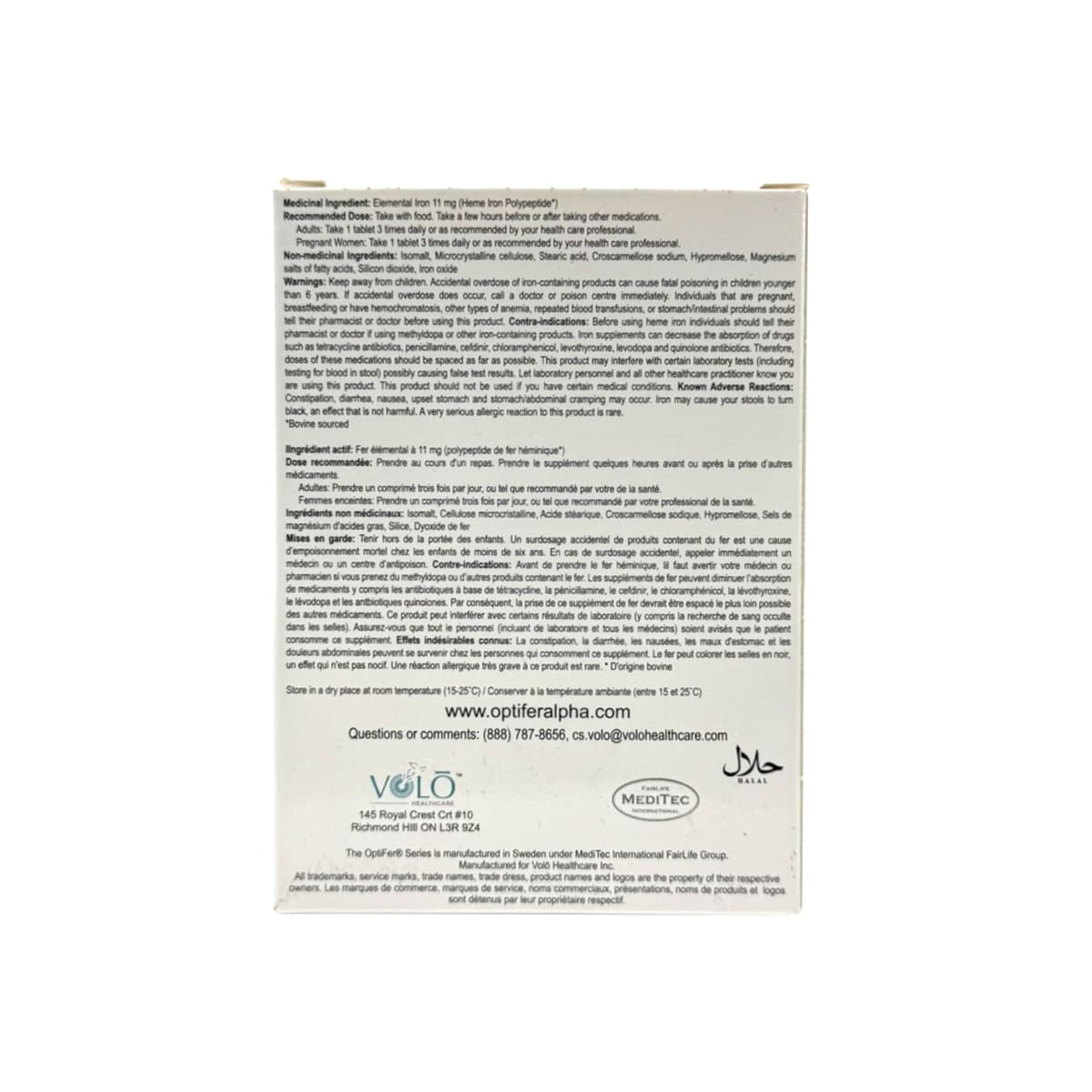 Optifer Alpha Heme Iron 11mg Elemental Iron (90 tablets) – beyondRx.ca ...