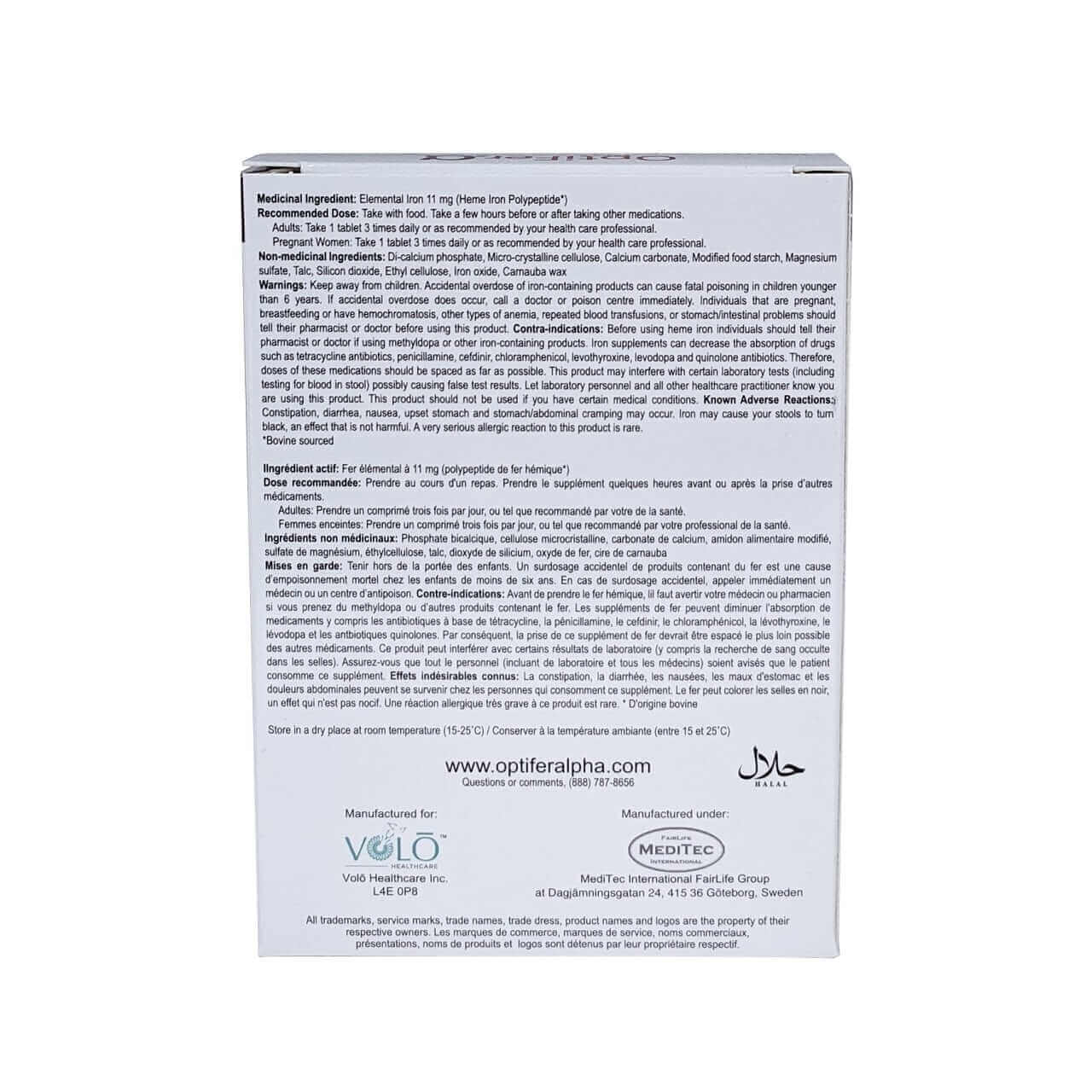 Optifer Alpha Heme Iron 11mg Elemental Iron (60 tablets) – beyondRx.ca ...