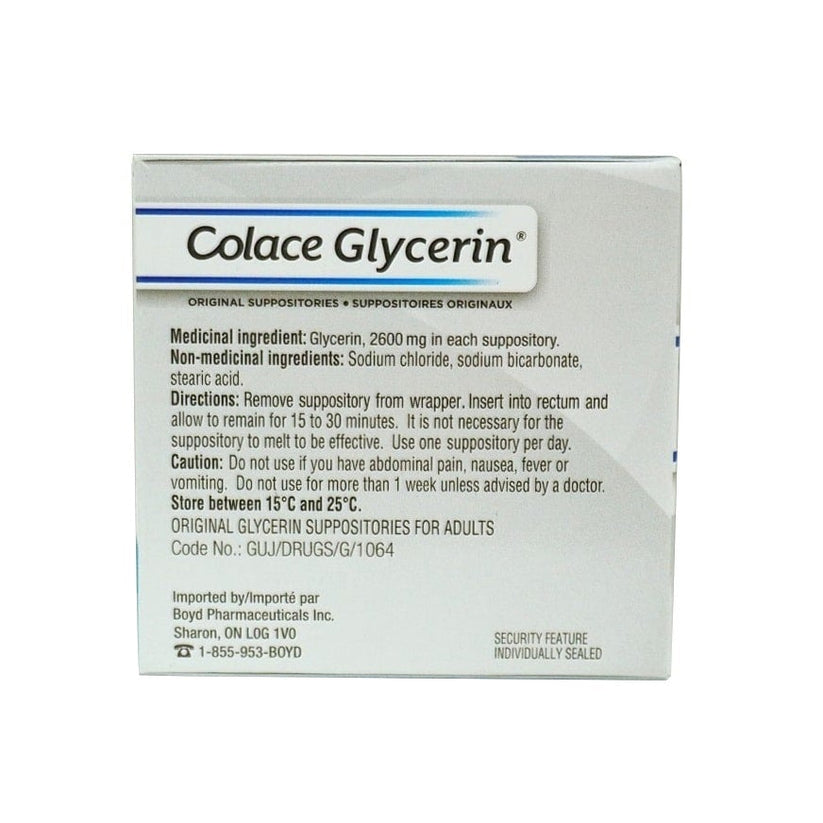 Colace Glycerin Original Suppositories (48 suppositories) – beyondRx.ca ...