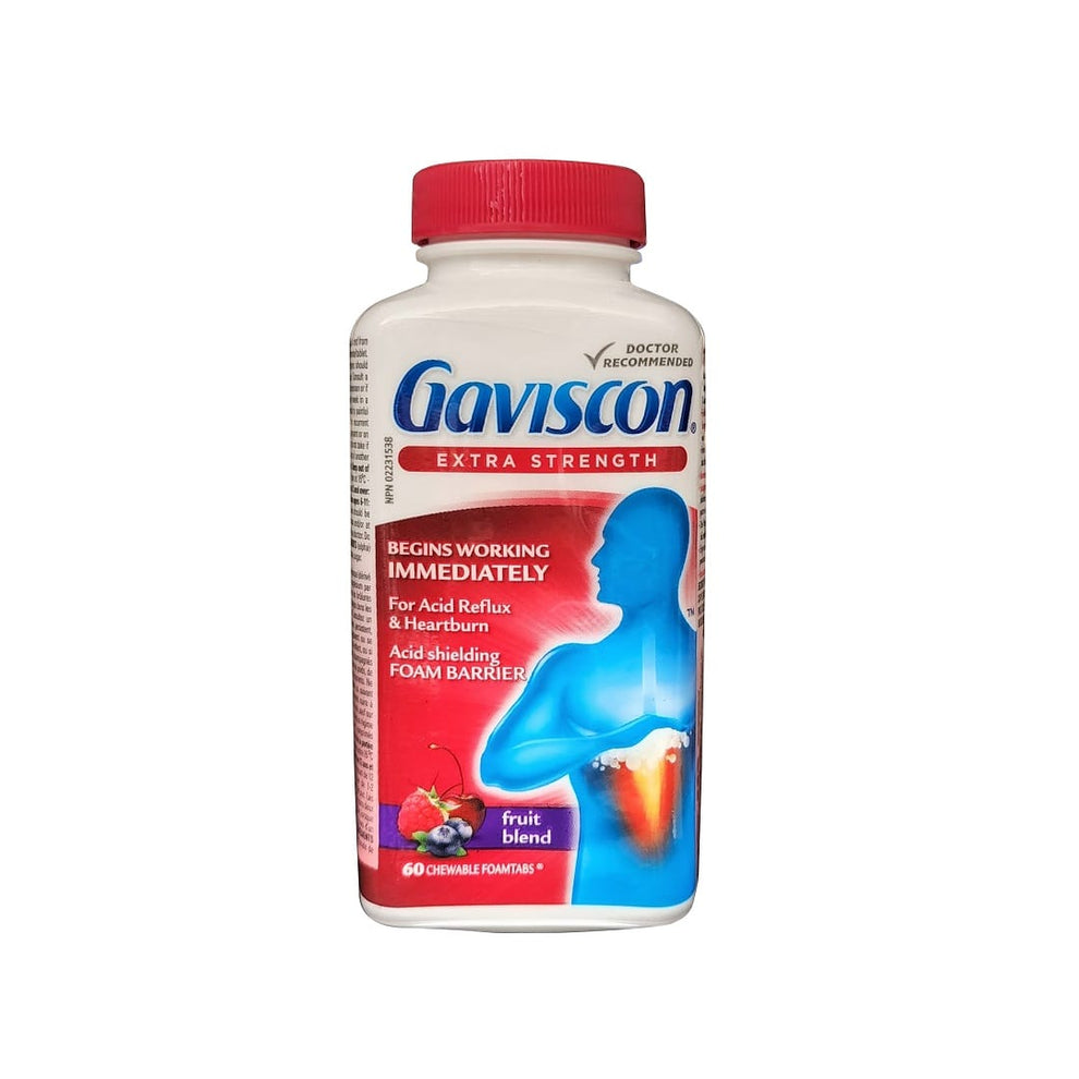 Gaviscon Extra Strength Fruit Blend Flavour (60 Chewable Foamtabs ...