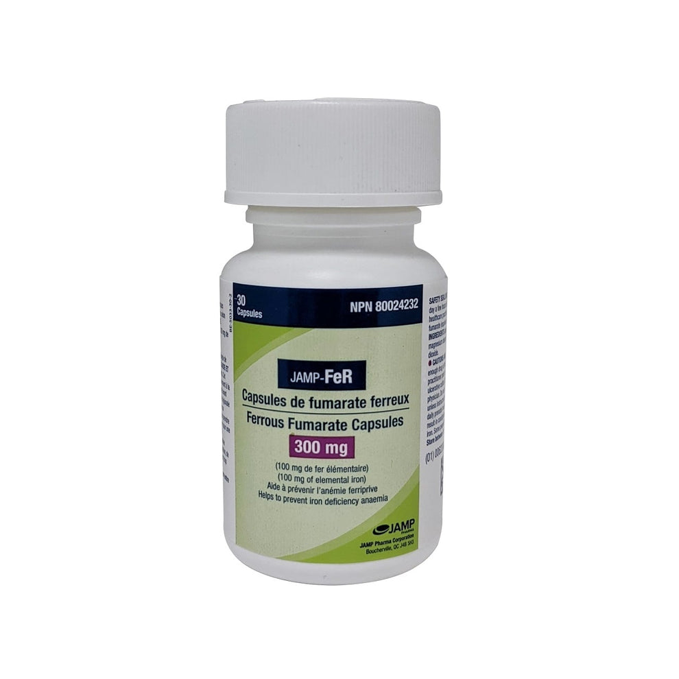 JAMP FeR Ferrous Fumarate 300mg (30 Capsules) – beyondRx.ca (by 99 ...