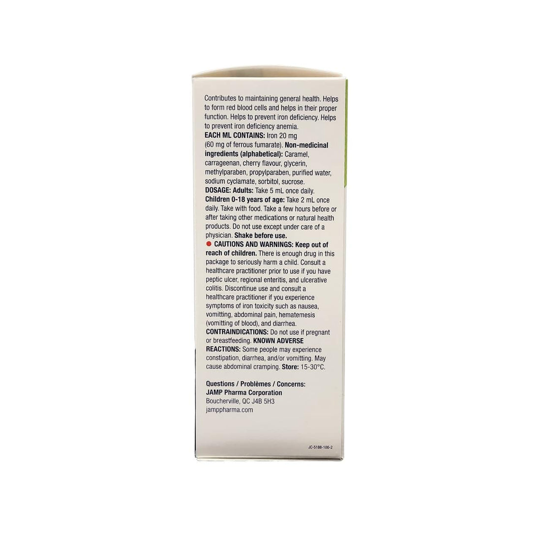 JAMP Ferrous Fumarate Liquid 60 mg/mL (100 mL) – beyondRx.ca (by 99 ...