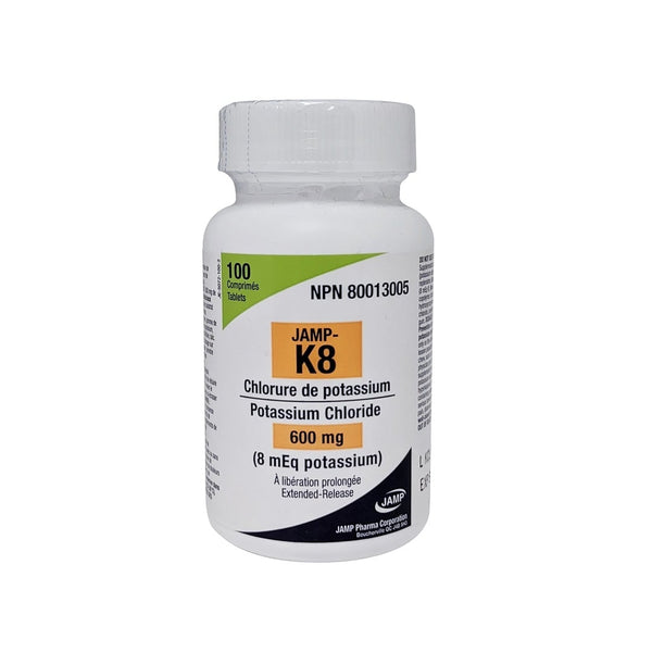JAMP K8 Potassium Chloride 600mg (100 tablets) – beyondRx.ca (by 99 ...