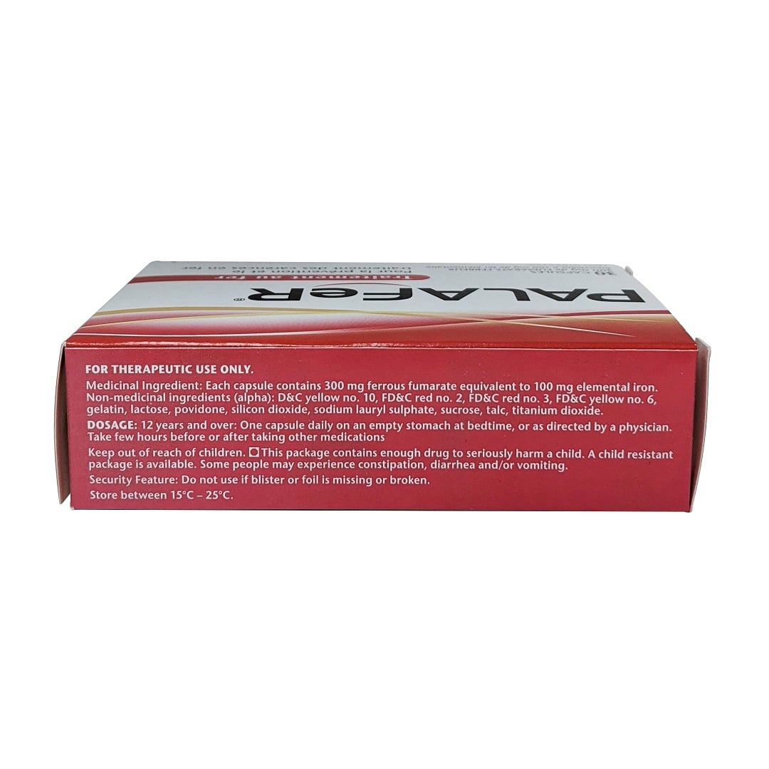 Palafer Iron Therapy Ferrous Fumarate 300mg (30 Capsules) – beyondRx.ca ...
