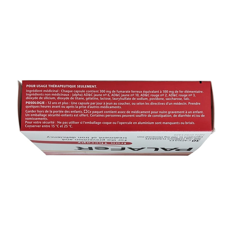 Palafer Iron Therapy Ferrous Fumarate 300mg (30 Capsules) – beyondRx.ca ...