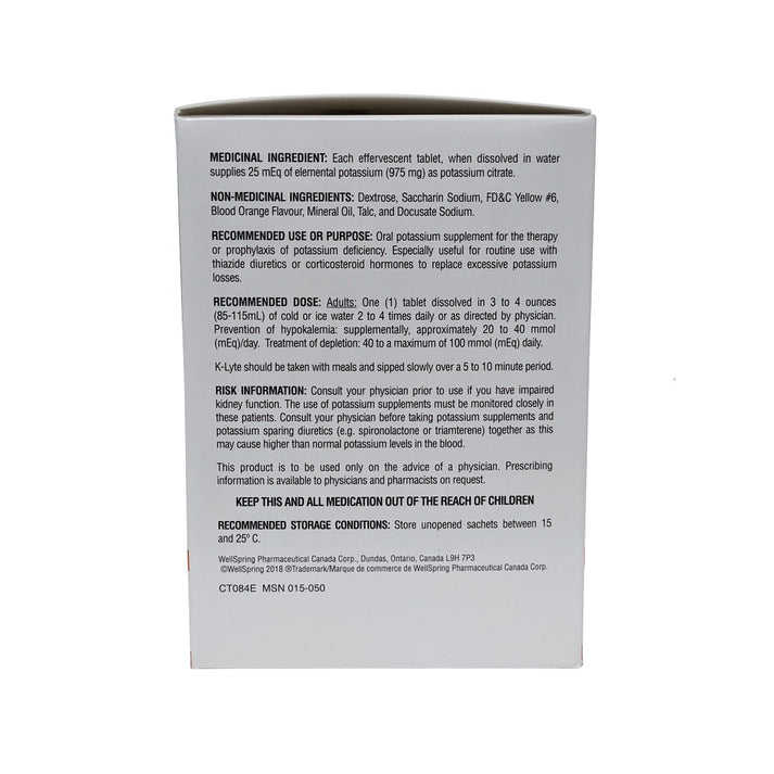 Wellspring K-Lyte Potassium Supplement Effervescent Tablets (30 tablet ...